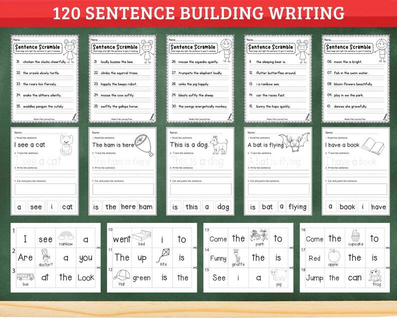 Sentence Building Worksheets: Sight Words, 1st-3rd Grade ELA (digital ...