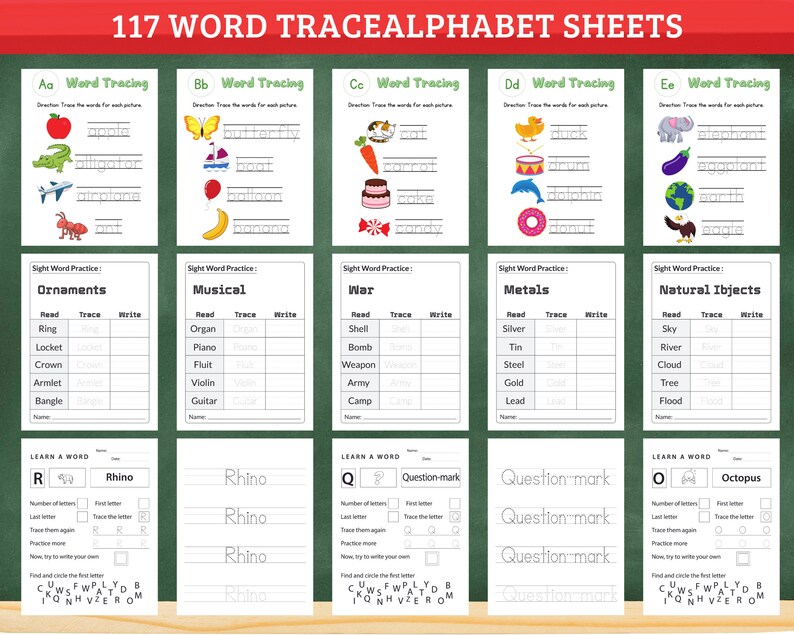 Word Trace the Alphabet Abc English Letter, Word Activity Family ...