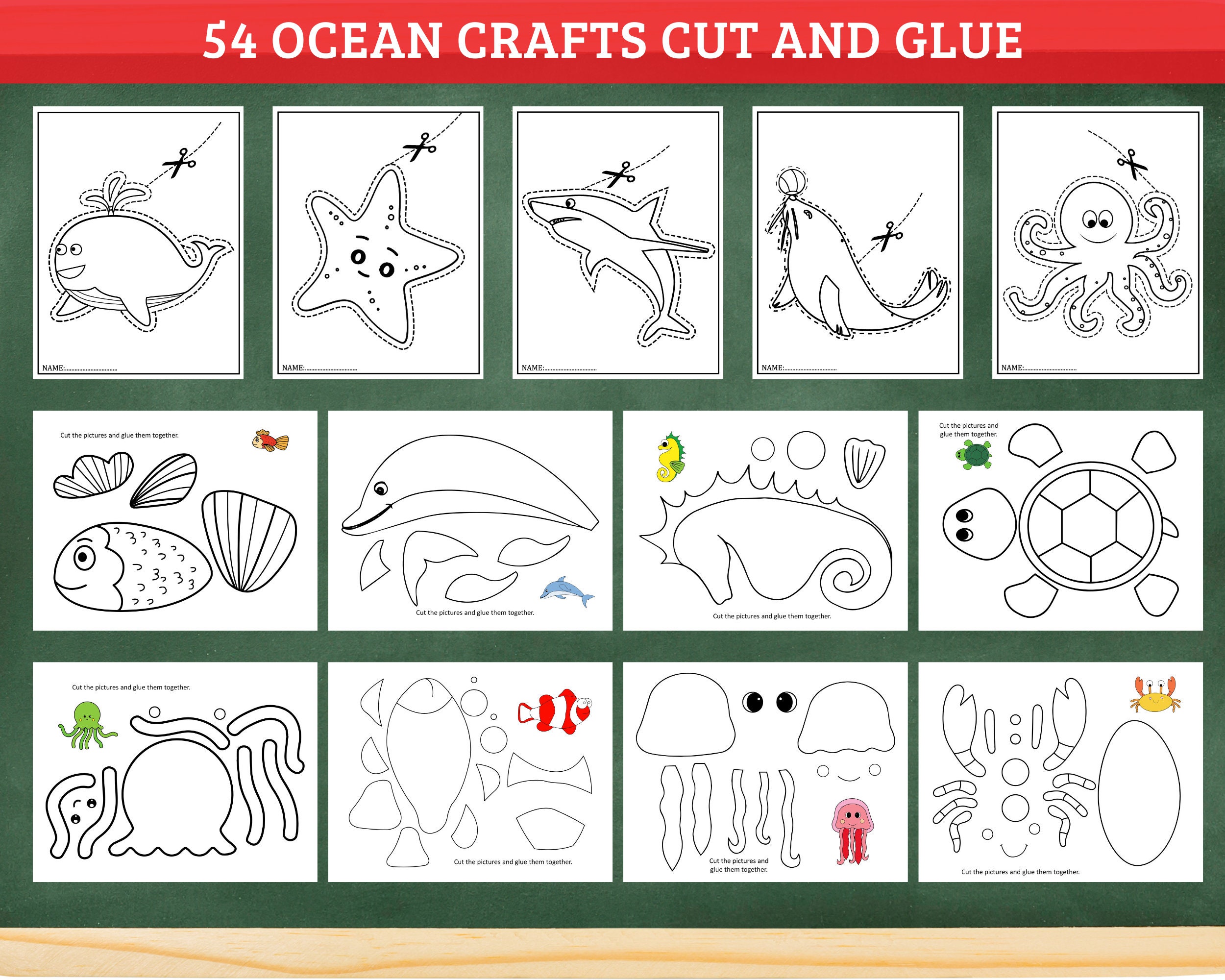 Ocean Crafts Penguin for Preschool Fish Cut and Paste Turtle Coloring ...