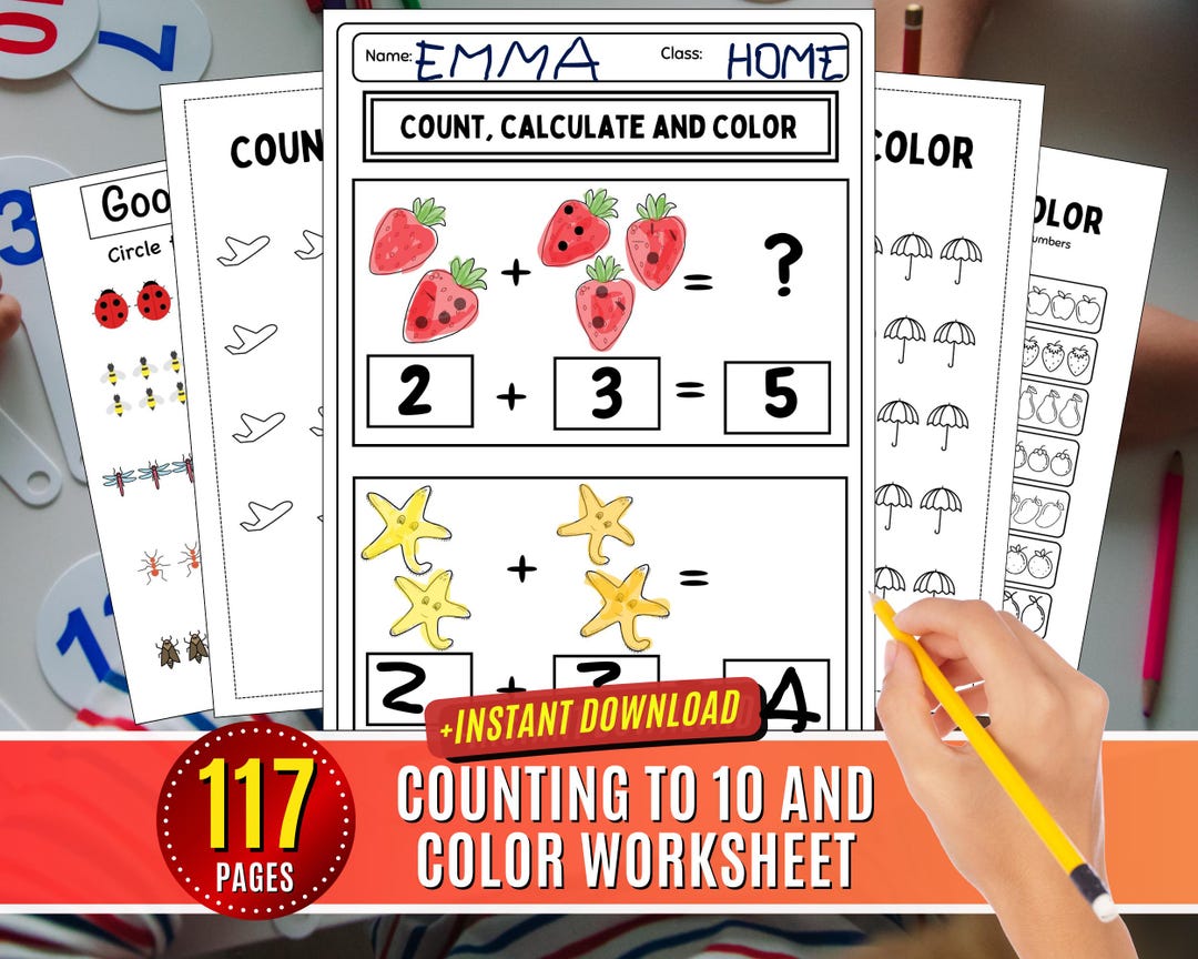 Counting to 10 Worksheets Counting and Color to Ten Learning, Learn to ...