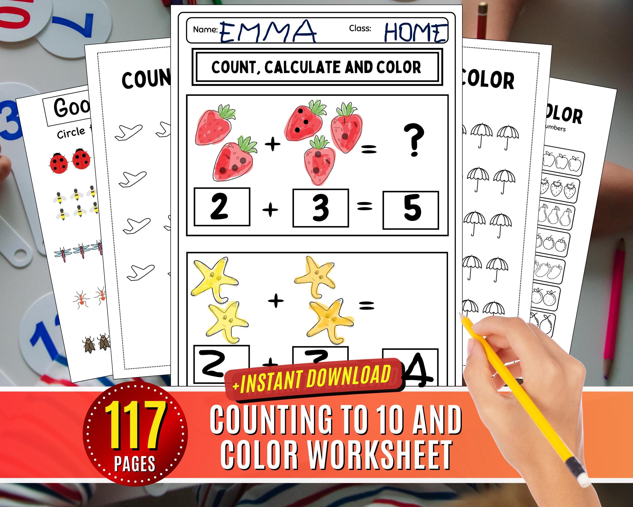 Counting to 10 Worksheets Counting and Color to Ten Learning, Learn to ...