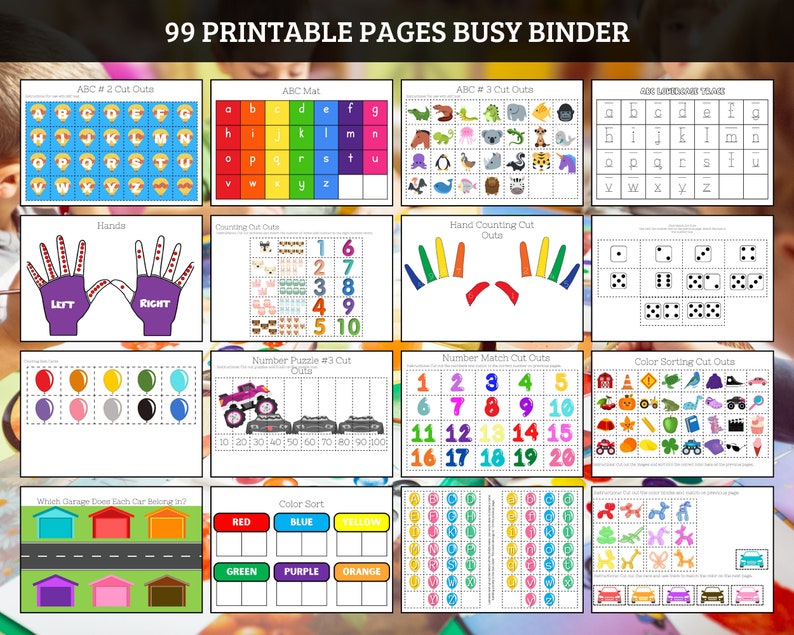 Preschool Busy Binder Worksheets Printables Educational Interactive for ...