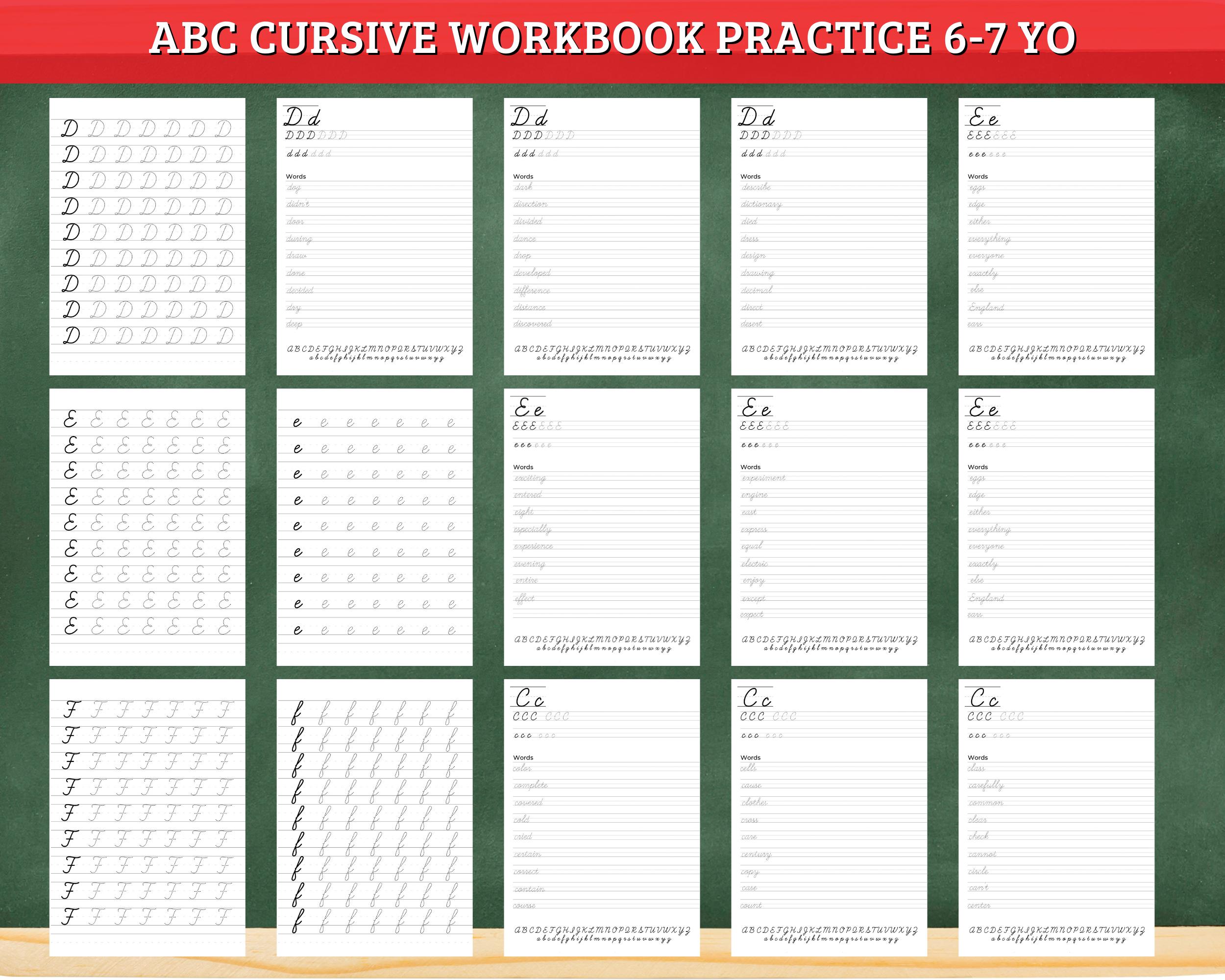 Abc Cursive Alphabet Practice Handwriting Workbook for Kids Beginners ...