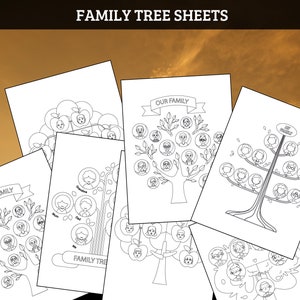 10 Family Tree Coloring Pages Kids Printable, Sheet Children Coloring ...