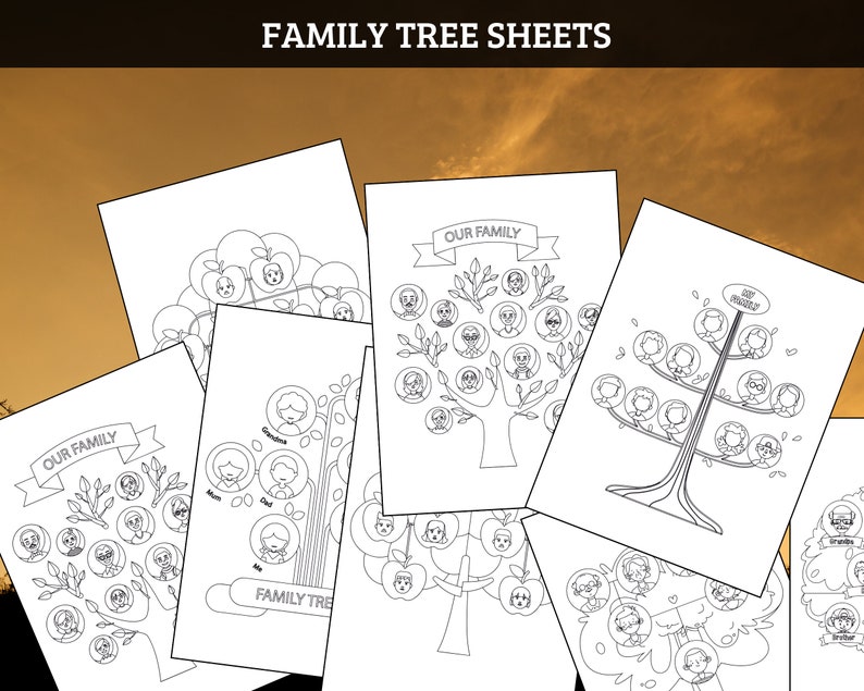 10 Family Tree Coloring Pages Kids Printable, Sheet Children Coloring ...