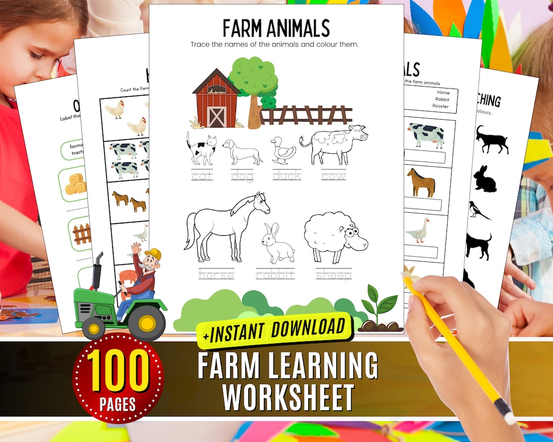 Farm Animal Worksheet for Kids, Farm Preschool Activities Printable ...