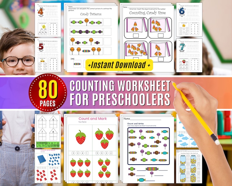 Counting to 10 Worksheet Math Kindergarten, Let's Count and Color for ...