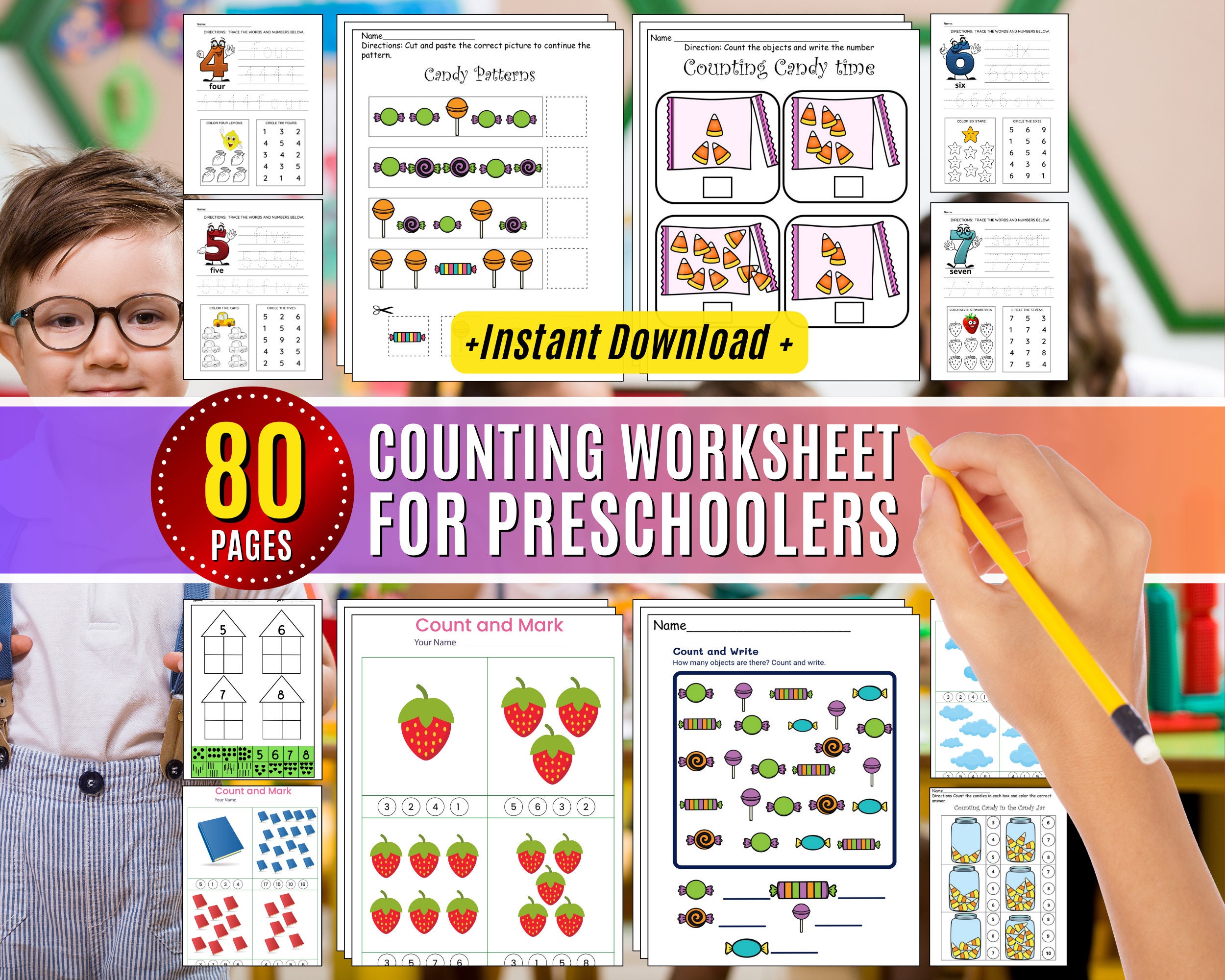 Counting to 10 Worksheet Math Kindergarten, Let's Count and Color for ...