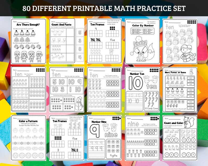 Kindergarten Math Worksheets Number Practice Printables Counting ...
