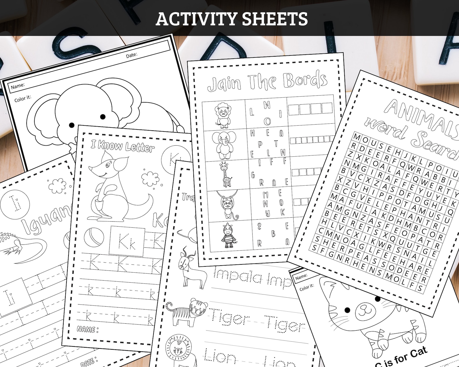 Animal Letter Tracing Activity Alphabet Handwriting Workbook Practice ...