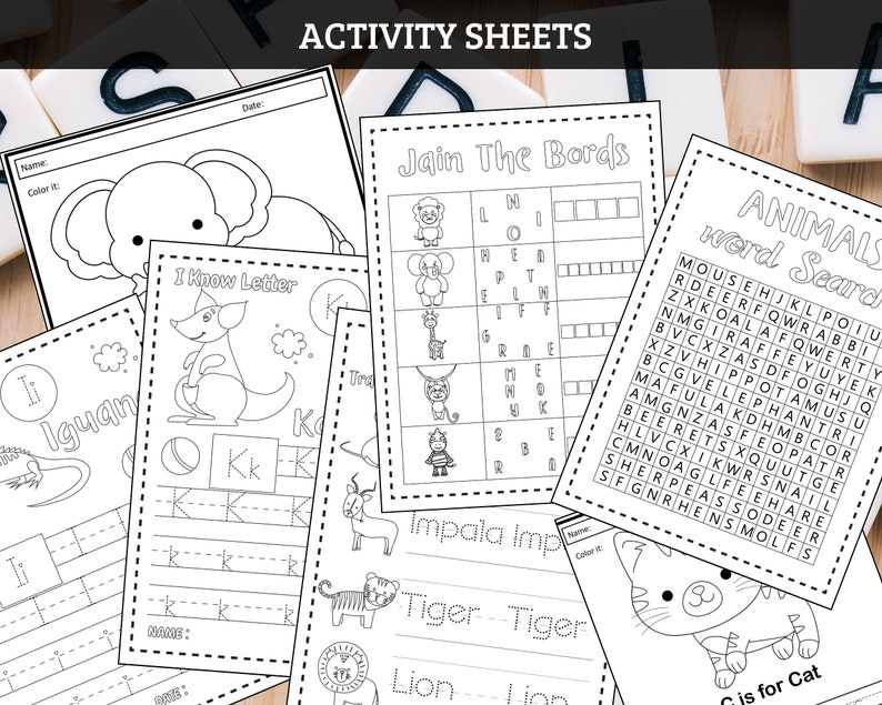 Animal Letter Tracing Activity Alphabet Handwriting Workbook Practice ...