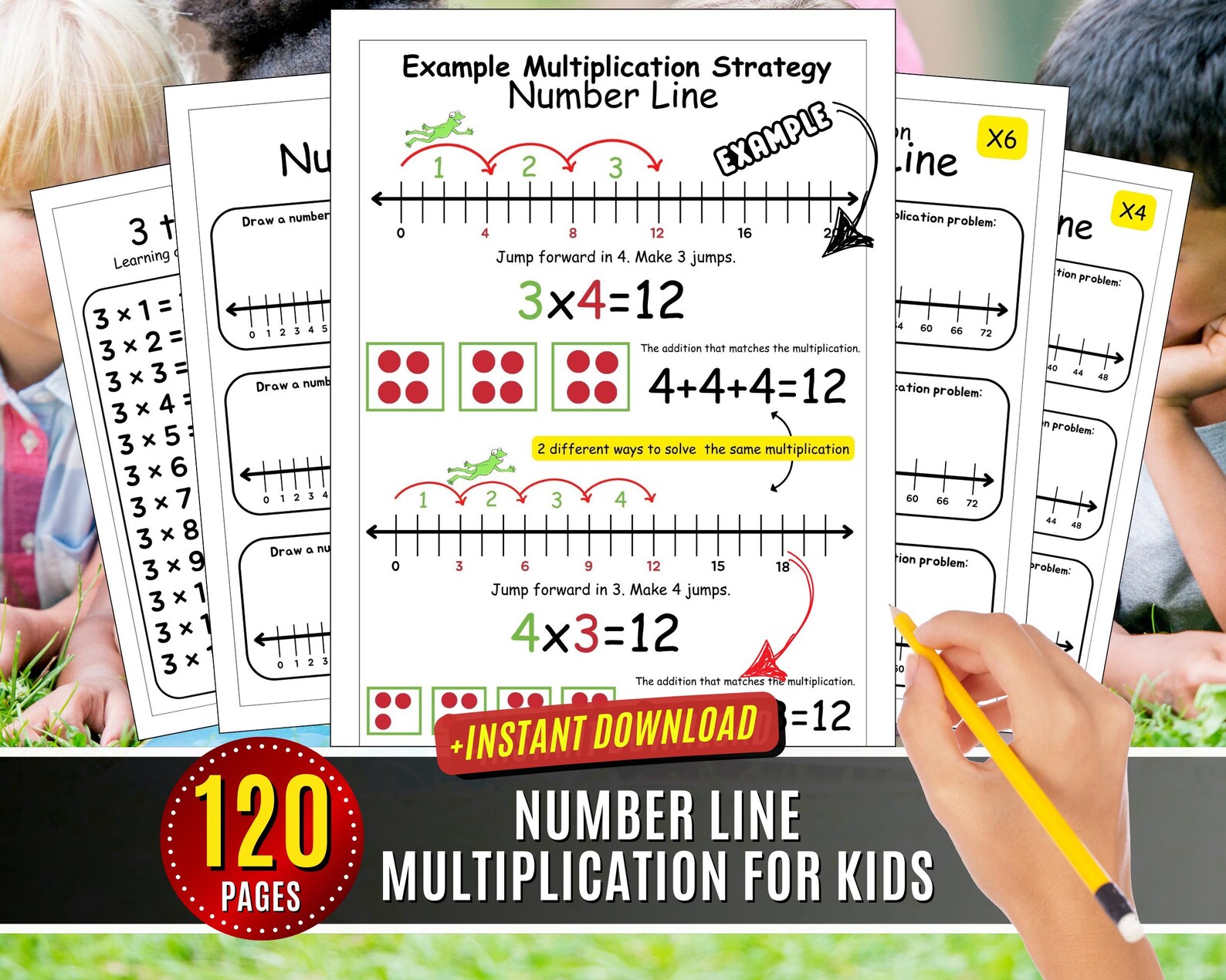 Number Line Multiplication Facts Worksheets Practice, Repeated Addition ...