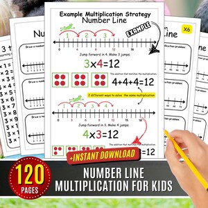 Number Line Multiplication Facts Worksheets Practice, Repeated Addition ...