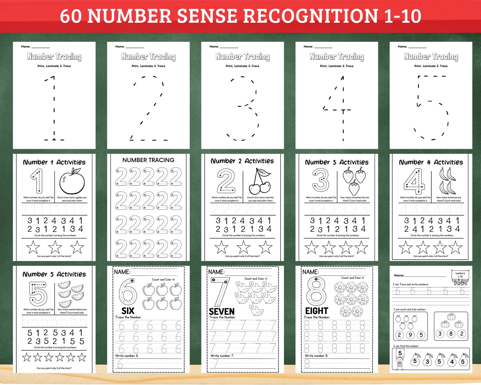 Number Activity Worksheet Number Sense Recognition, Math Learning ...