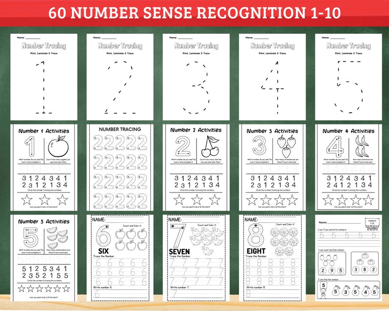 Number Activity Worksheet Number Sense Recognition, Math Learning ...