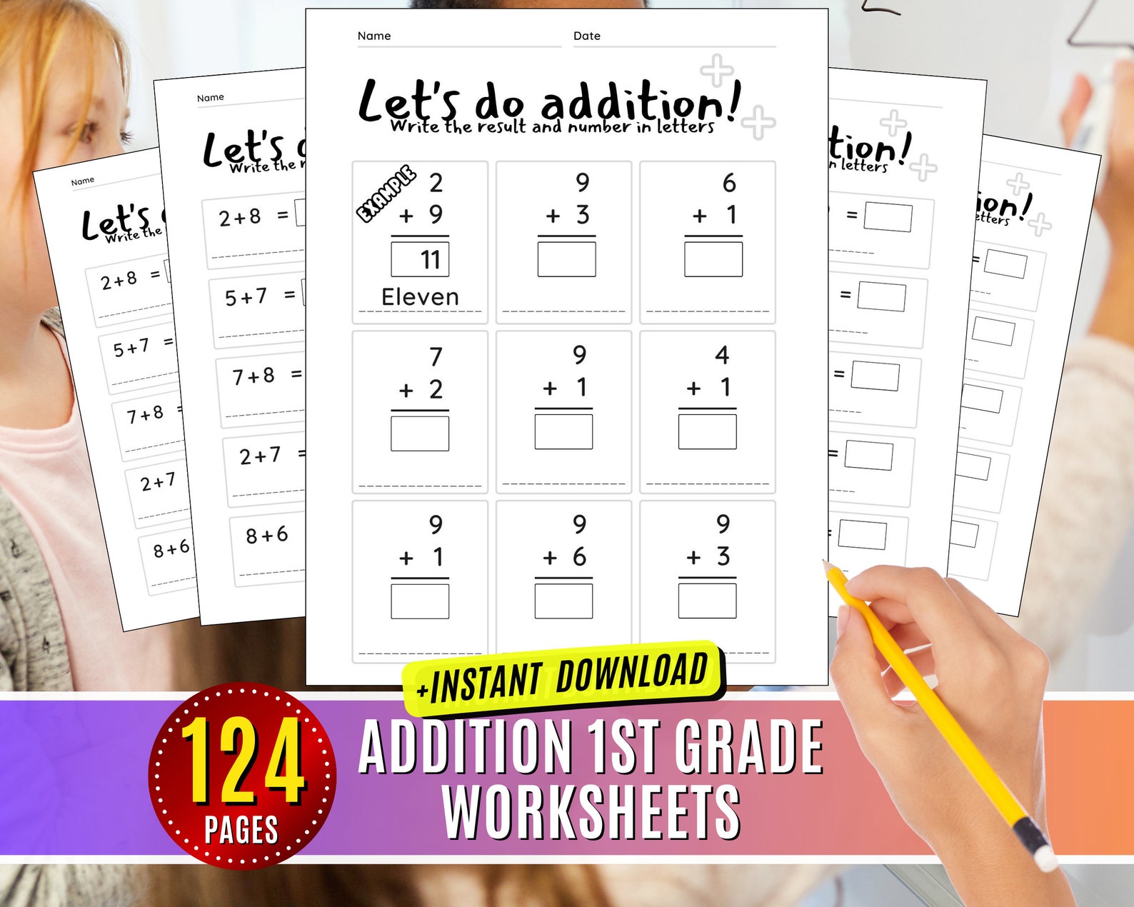 Addition Worksheets Single Digit Printable, Numbers 1-10, Preschool-1st ...