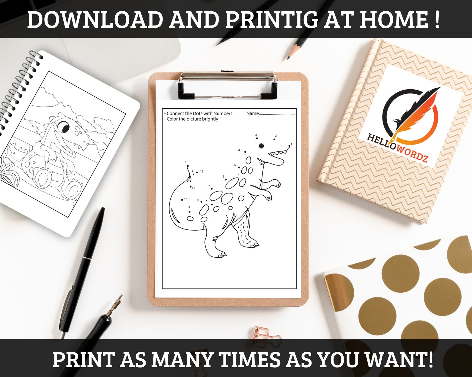 Dinosaur Game Printable Bundle, Dinosaur Activity Pages, Dinosaur ...