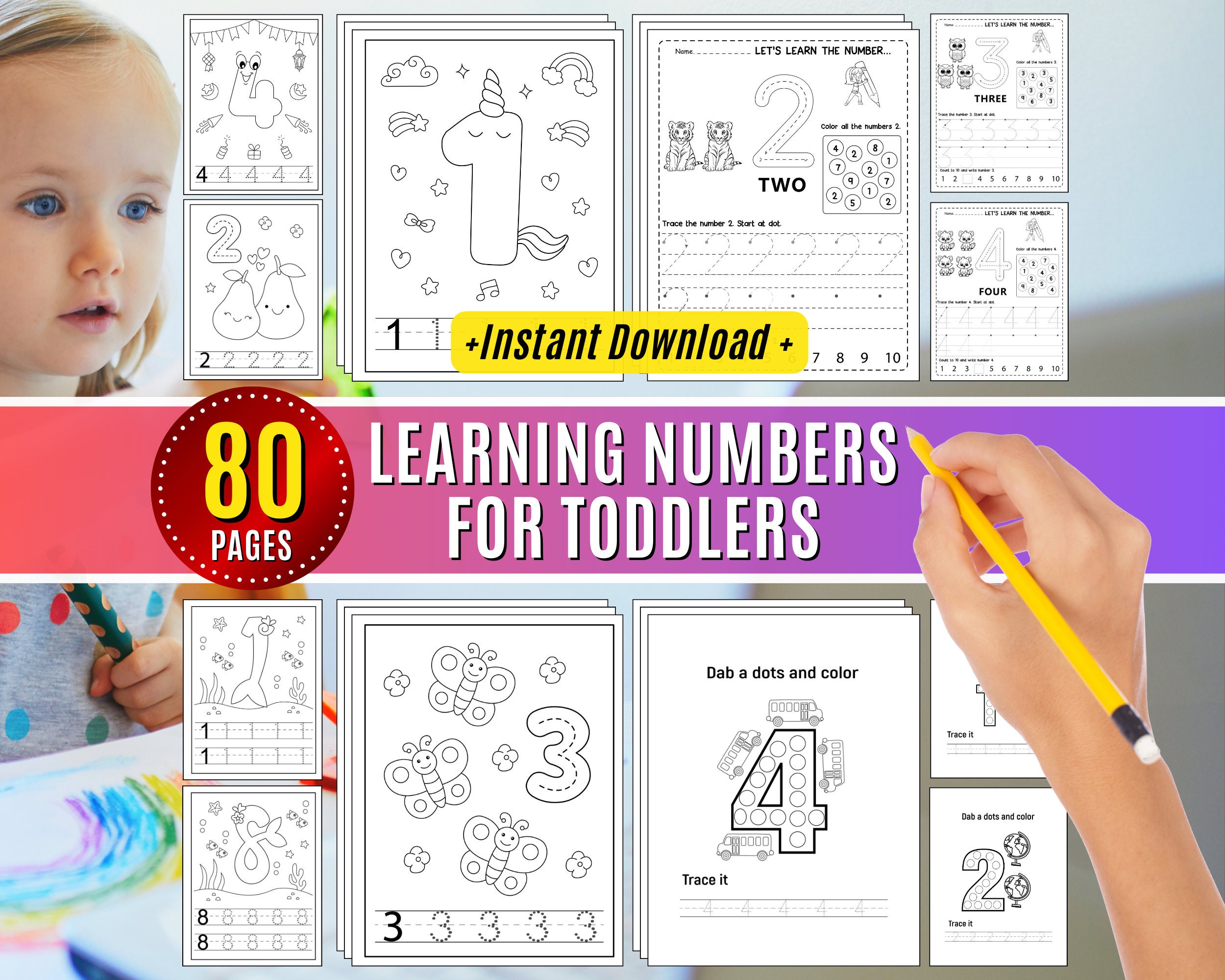 Bundle Worksheets Learning Numbers for Kids Tracing Number Printables ...