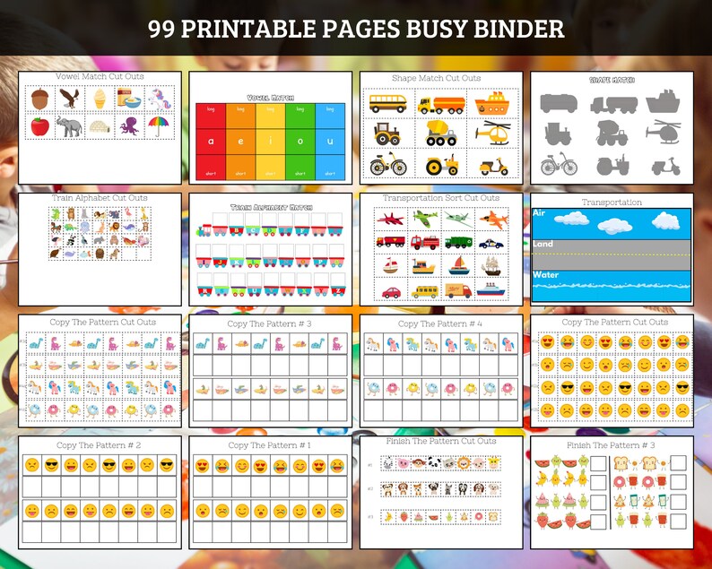 Preschool Busy Binder Worksheets Printables Educational Interactive for ...