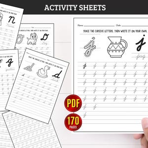 Cursive Writing Worksheets Practice Alphabet Tracing Handwriting ABC ...