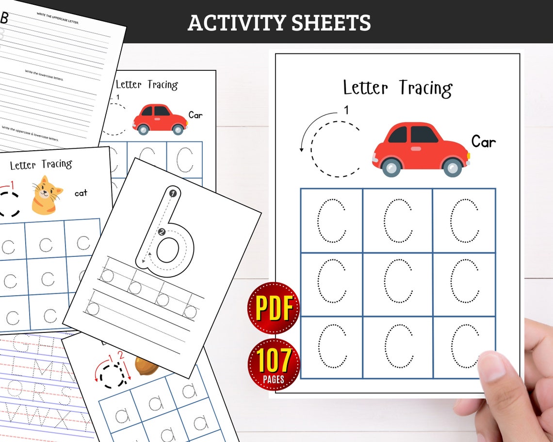 Tracing Letter A-z, Alphabet Guide Tracing Worksheets Abc, Printable ...
