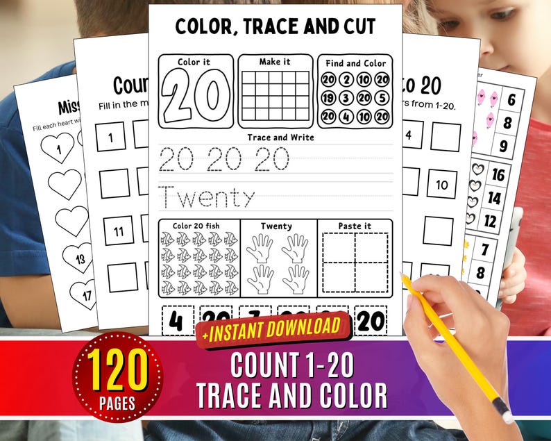 Counting 1-20 Learn to Count to 20 Worksheet Math Kindergarten, Let's ...