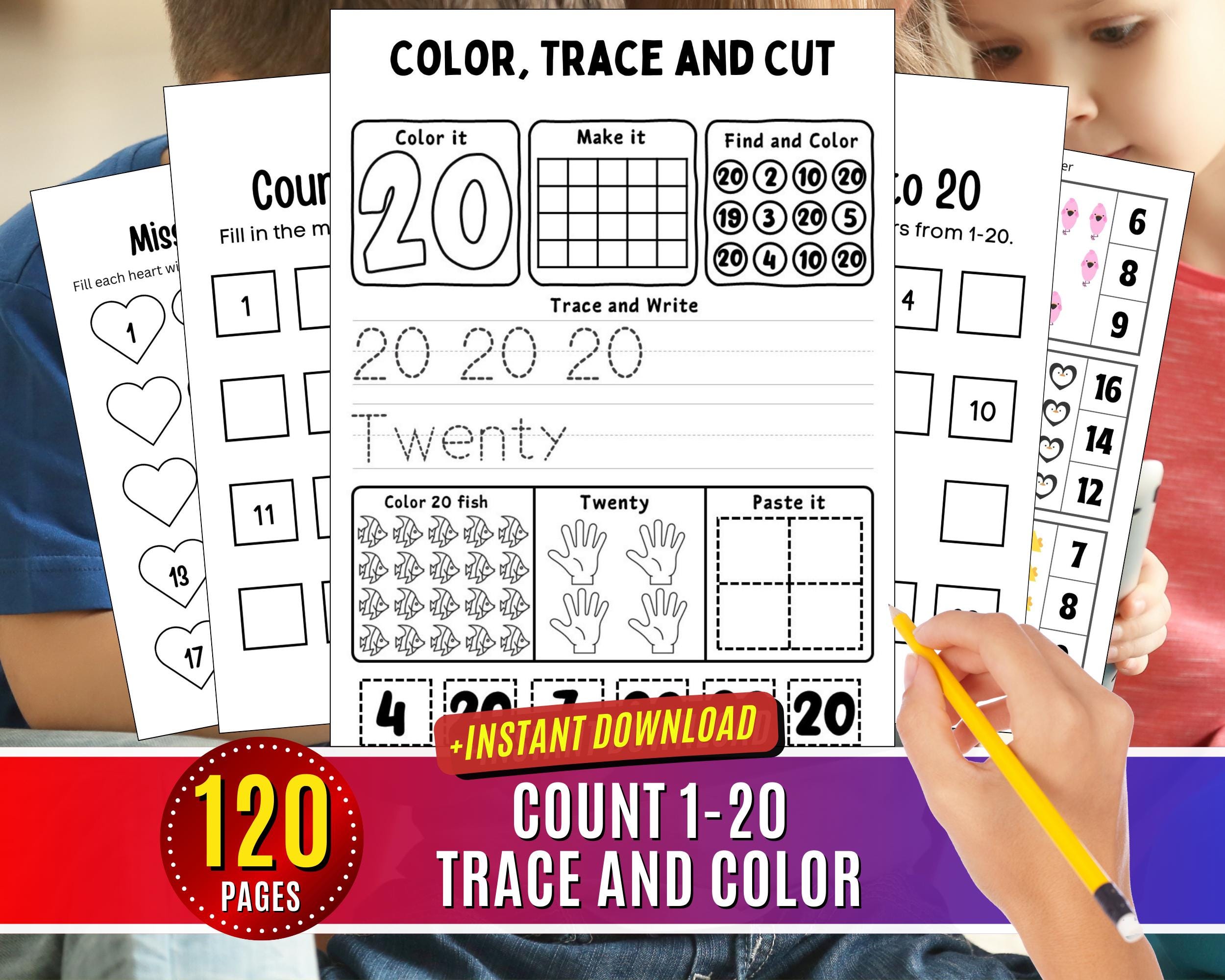 Counting 1-20 Learn to Count to 20 Worksheet Math Kindergarten, Let's ...