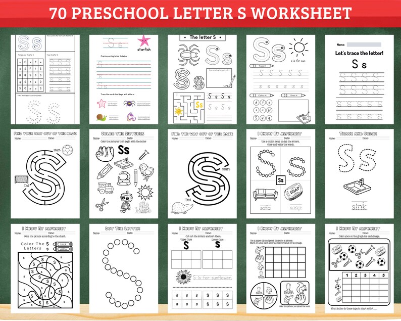 Letter S Preschool Worksheet Practice S Tracing Activity Crafts ...