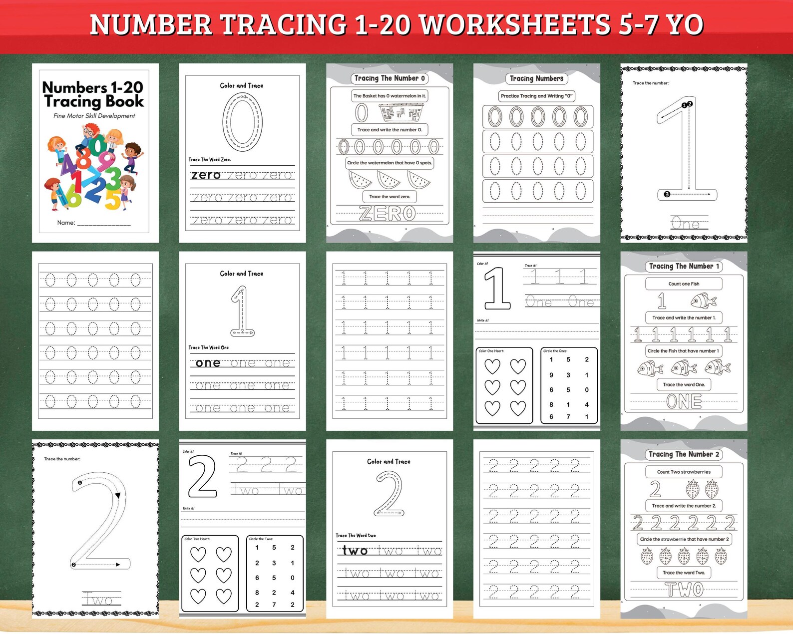 Number Tracing 1-20 Worksheets: Preschool Kindergarten Prep (PDF) - Etsy