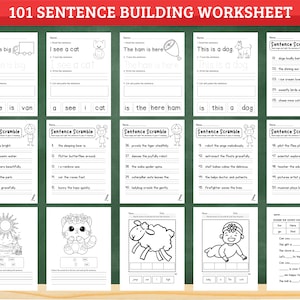 Sentence Building Worksheets Structure Scramble Read and Write Sentence ...