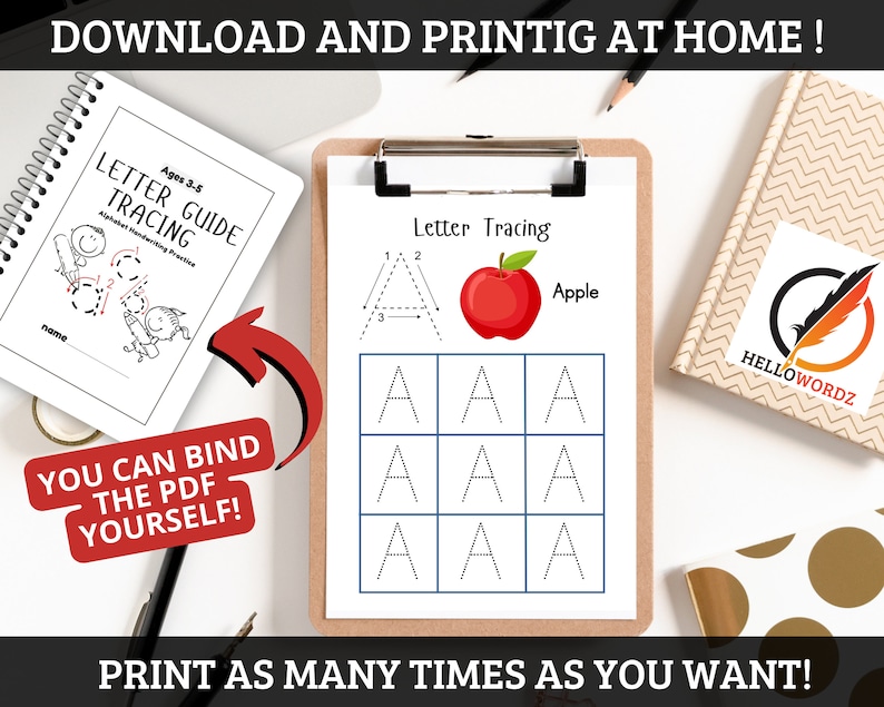 Tracing Letter A-z, Alphabet Guide Tracing Worksheets Abc, Printable ...