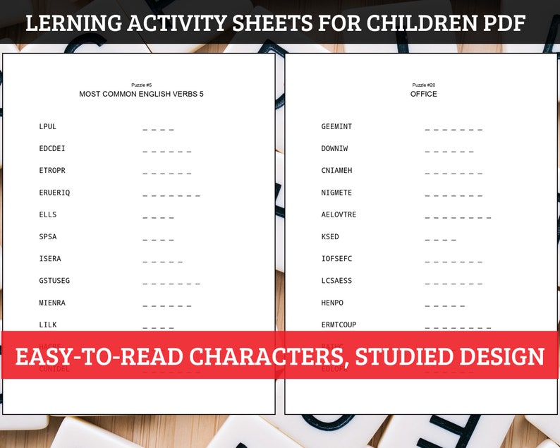 Word Scramble Printable Game for Kids: Letter Anagram Puzzles Digital ...