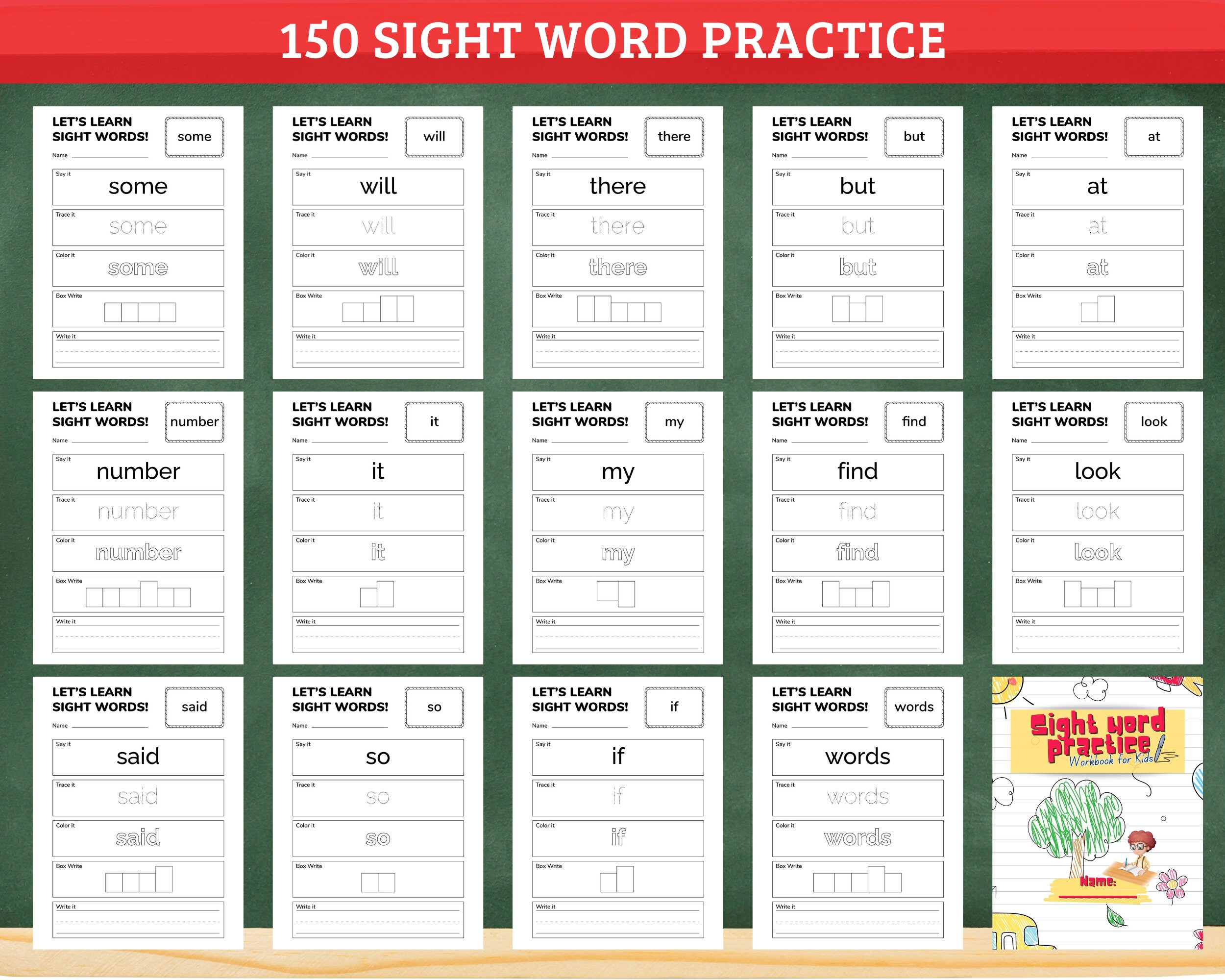 100 Sight Words Practice Preschool Worksheets High Frequency Fry Sight ...