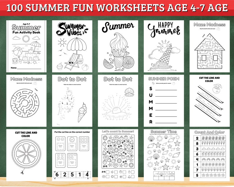 Summer Worksheets for Kids Printable Activities, Coloring Summertime ...