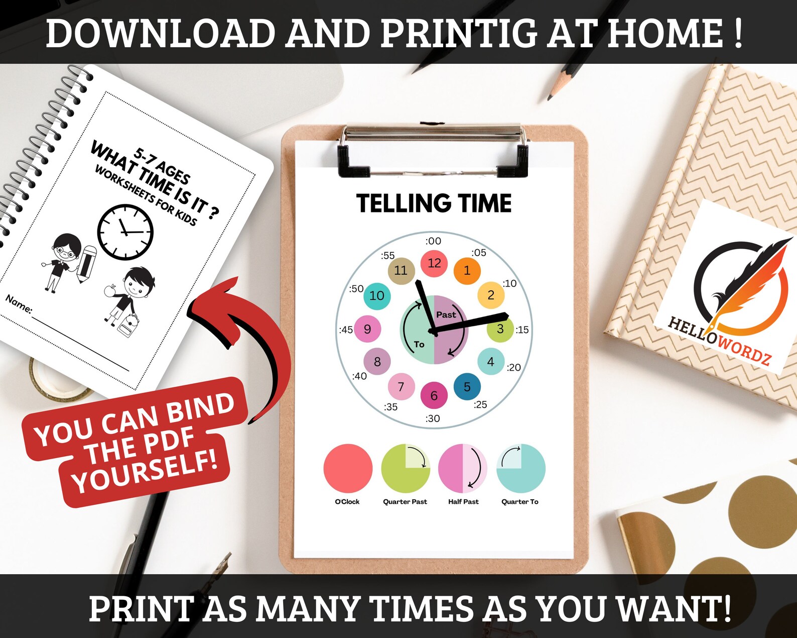 Learn to Tell Time Worksheets Teaching Time Clock, Time Sheets Watch ...