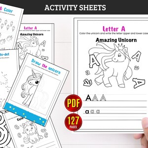 Unicorn Activity Worksheets Letter Alphabet Coloring Unicorn Number ...