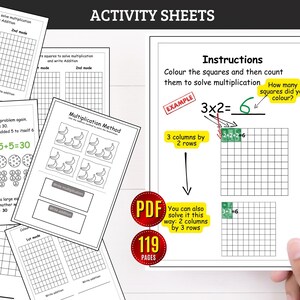 Multiplication Arrays Worksheets as Repeated Addition Coloring ...