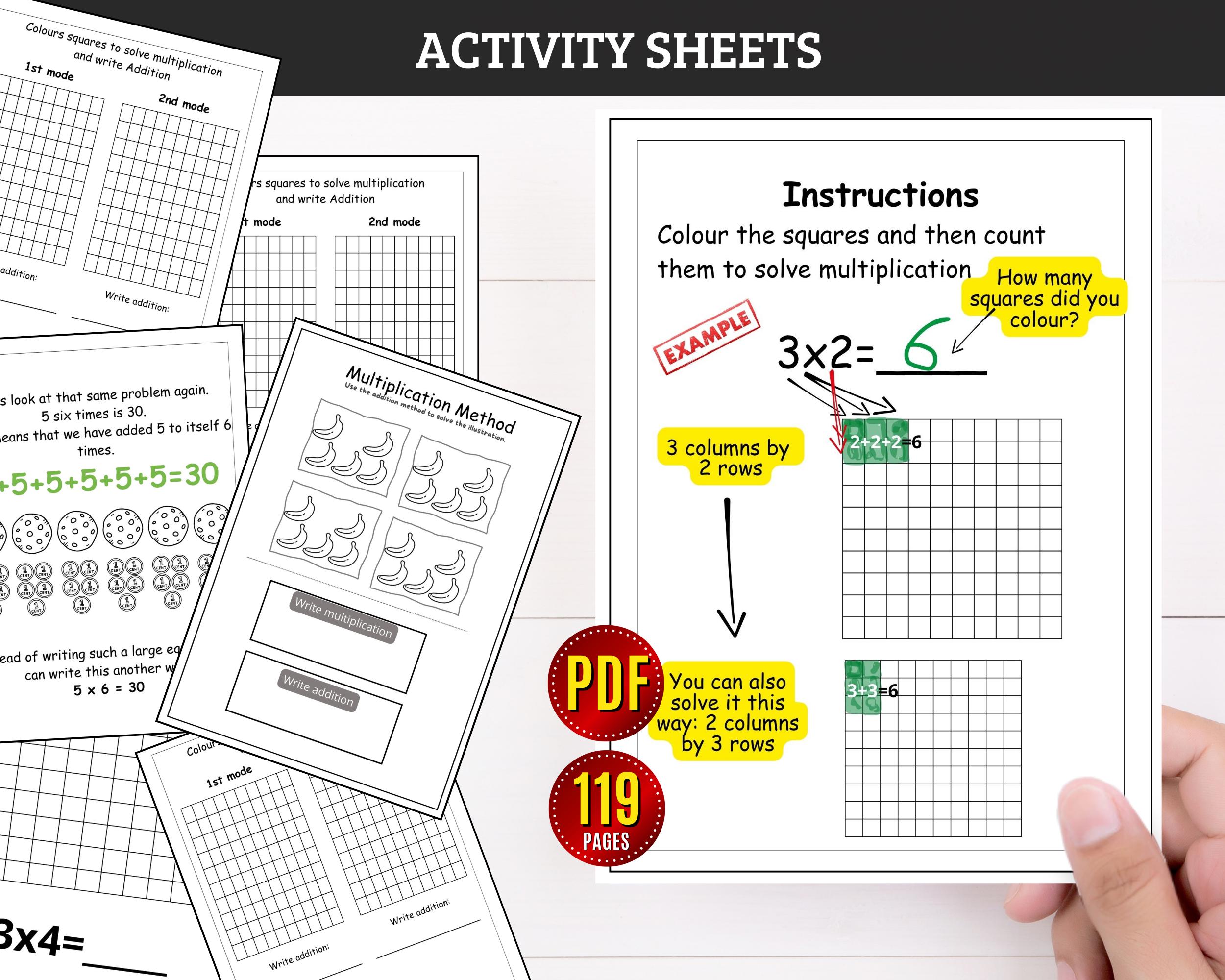 Multiplication Arrays Worksheets as Repeated Addition Coloring ...