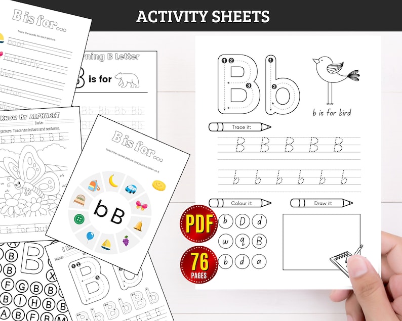 Preschool Letter B Worksheet Letters of Week Pre-k Activity Tracing ...