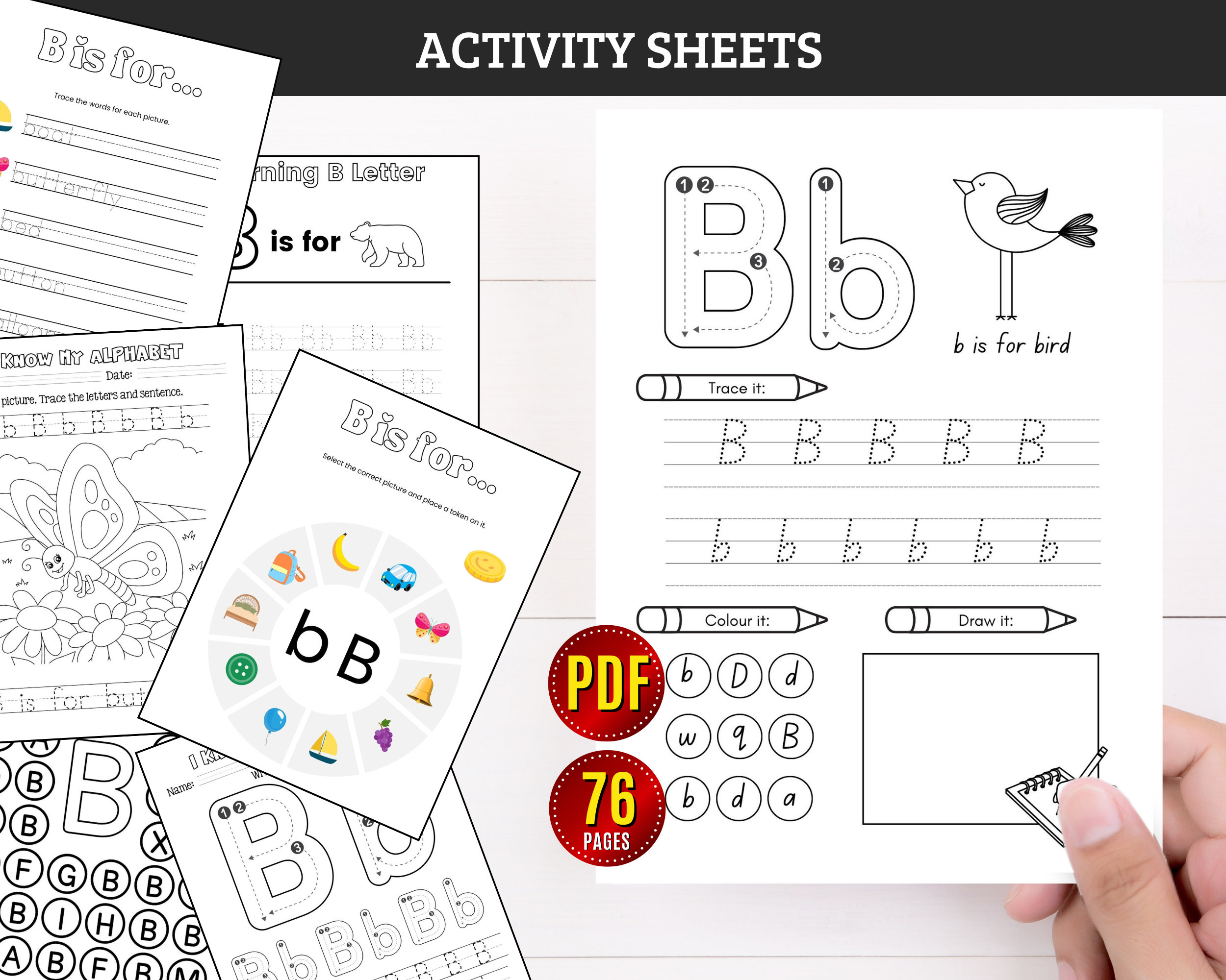 Preschool Letter B Worksheet: Tracing & Recognition Activity Printable ...