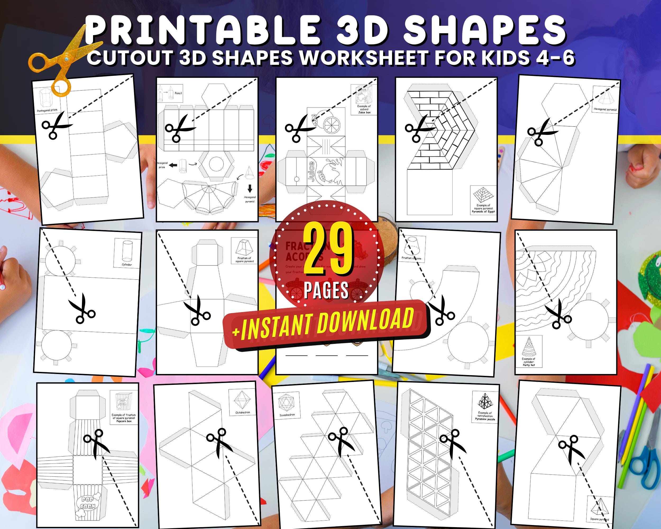 Printable 3d Shapes Nets DIY Activity Learning Shape Geometric Cutout ...