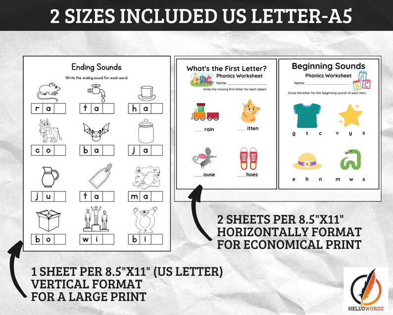 Phonics Worksheets Kindergarten Activities Workbook Practice Teaching ...