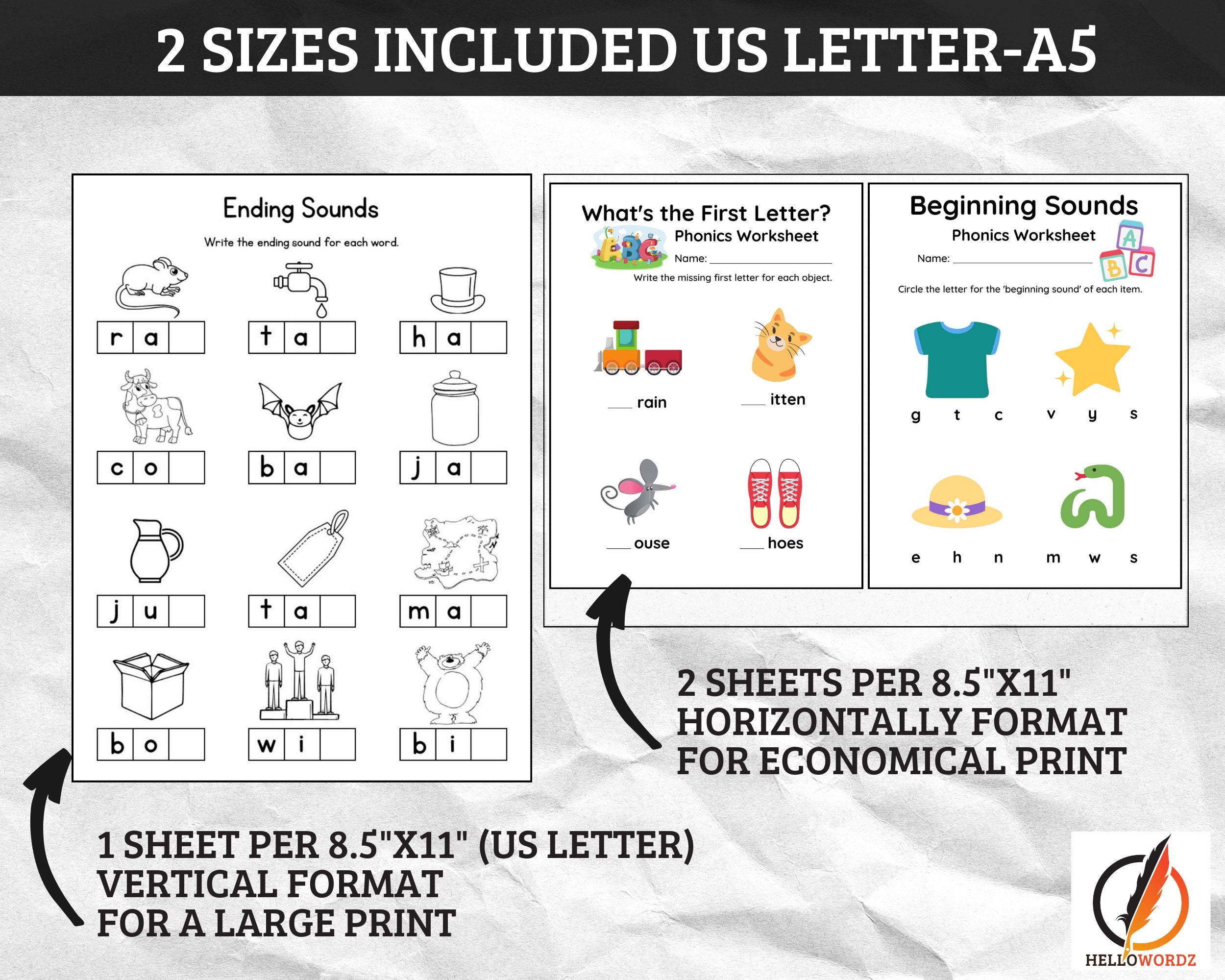 Phonics Worksheets Kindergarten Activities Workbook Practice Teaching ...