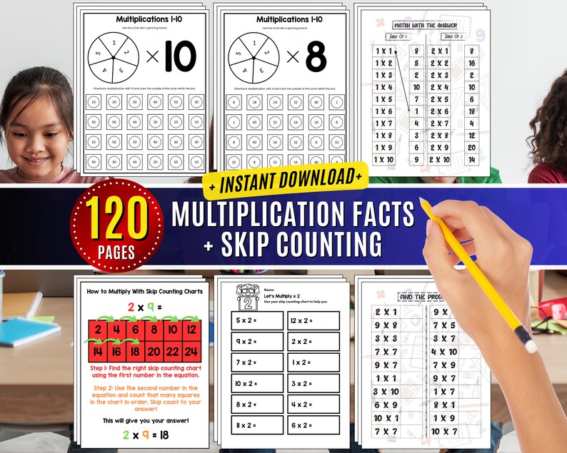 Multiplication Facts Worksheets: Skip Counting Charts (digital Download ...