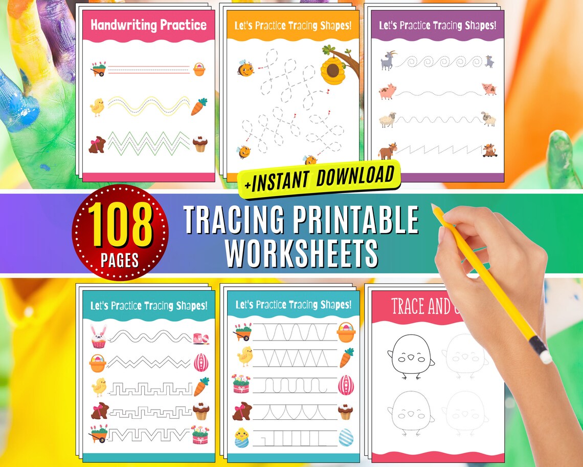 Tracing Worksheets Printable Pen Control Line Trace Shape Learning ...