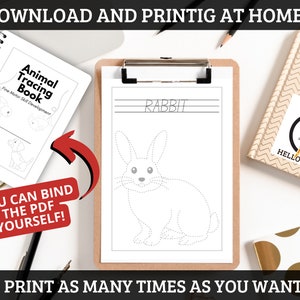 Tracing Animal Worksheet Practice Preschool Trace and Color Book Fine ...