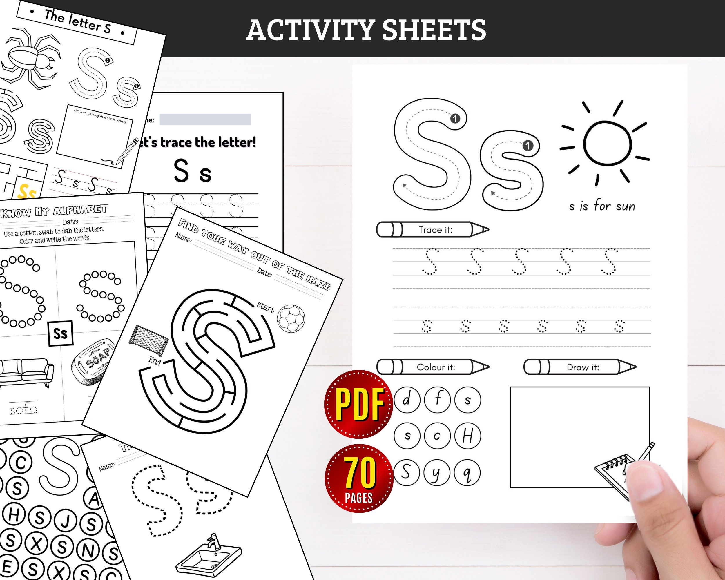 Letter S Preschool Worksheet Practice S Tracing Activity Crafts ...