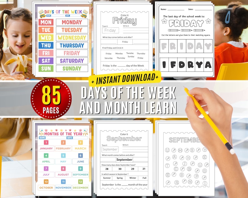 Days of the Week Printable Learning Activities Month of the Year ...