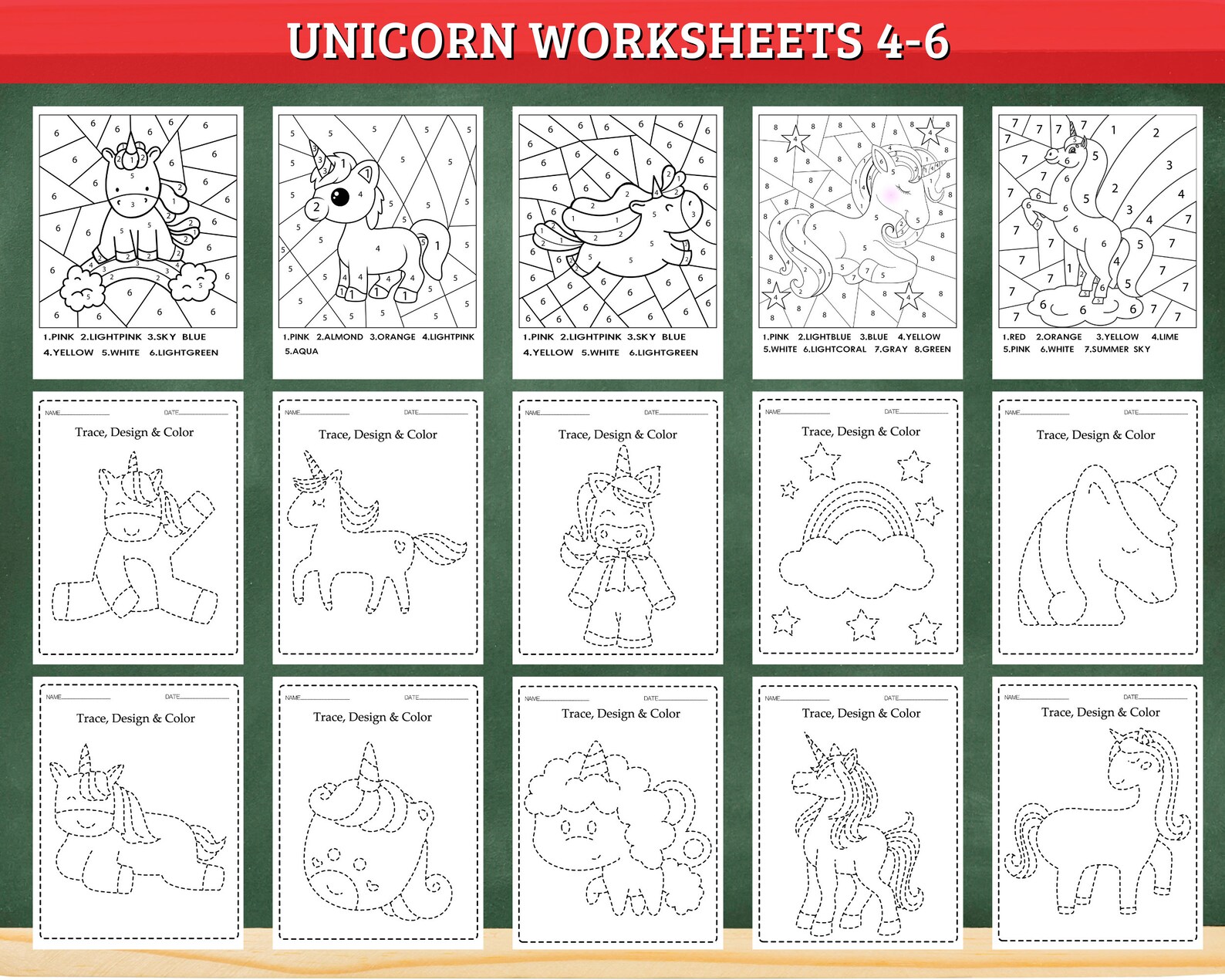 Unicorn Worksheets Letter Alphabet, Unicorn Number Activity Book ...