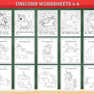 Unicorn Worksheets Letter Alphabet, Unicorn Number Activity Book ...